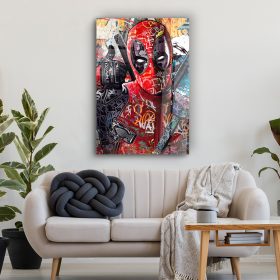Tableau déco verre Deadpool street-art graffiti
