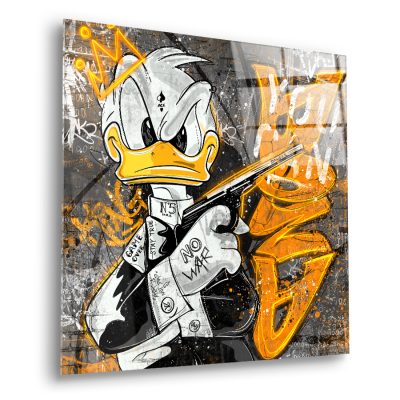 Tableau déco verre Donald Duck agent secret - Street art