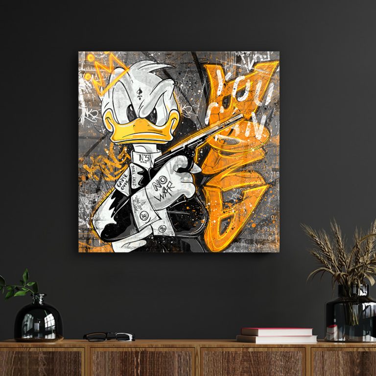 Tableau déco verre Donald Duck agent secret - Street art