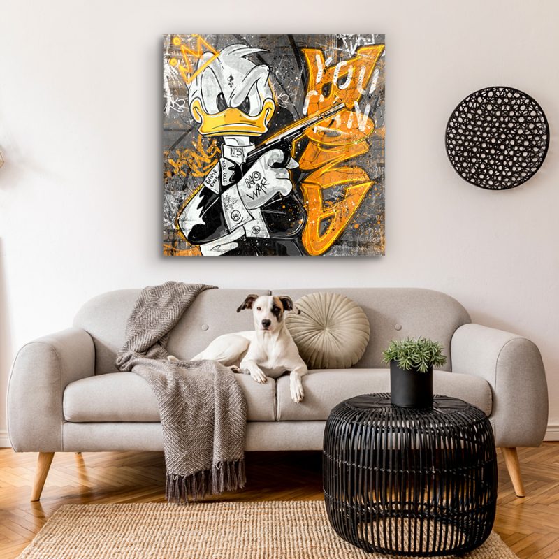 Tableau déco verre Donald Duck agent secret - Street art